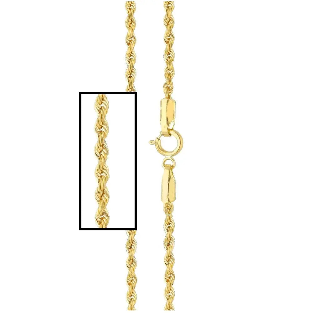 18K Solid Yellow Gold Hollow Diamond cut Rope Chain – Amalia J & Boutique