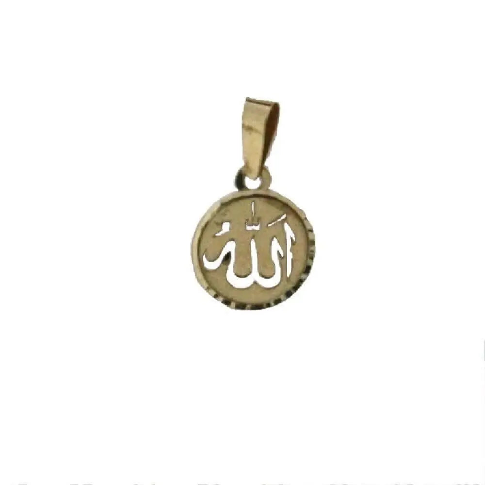 18 kt yellow gold ALLAH arabic small round pendant – Amalia F.Jewelry