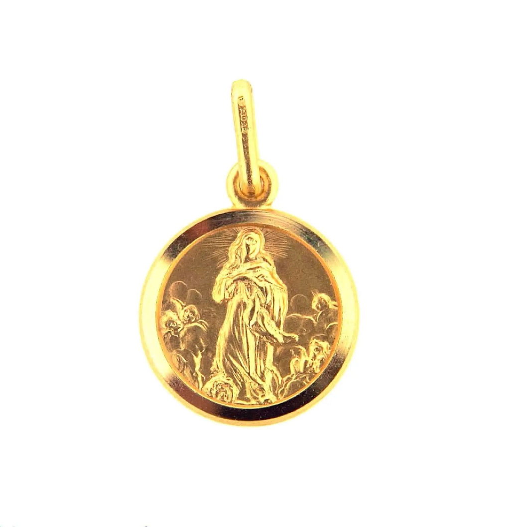 18K Yellow Gold Immaculate Conception Heart of Mary Medal – Amalia J ...