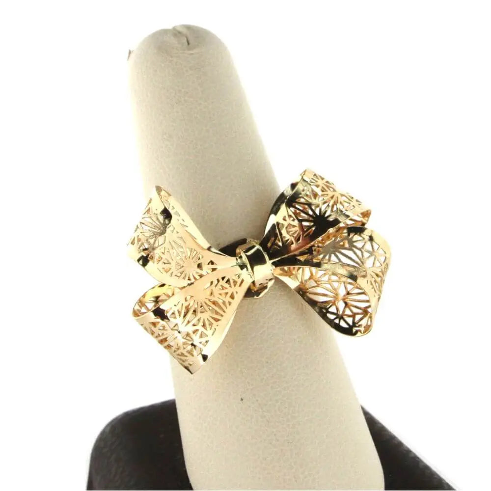 18K Yellow Gold open Open Design Bow Ring size 8